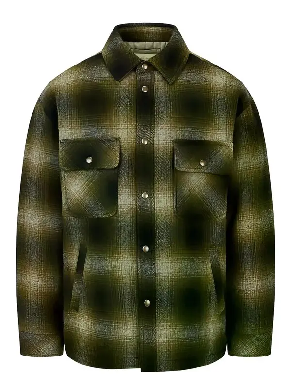 MAN ON THE BOON. Checked Padded Overshirt - Green