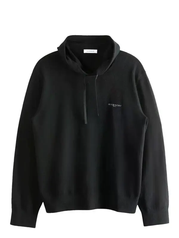 Givenchy Logo Hooded Knitwear - Black