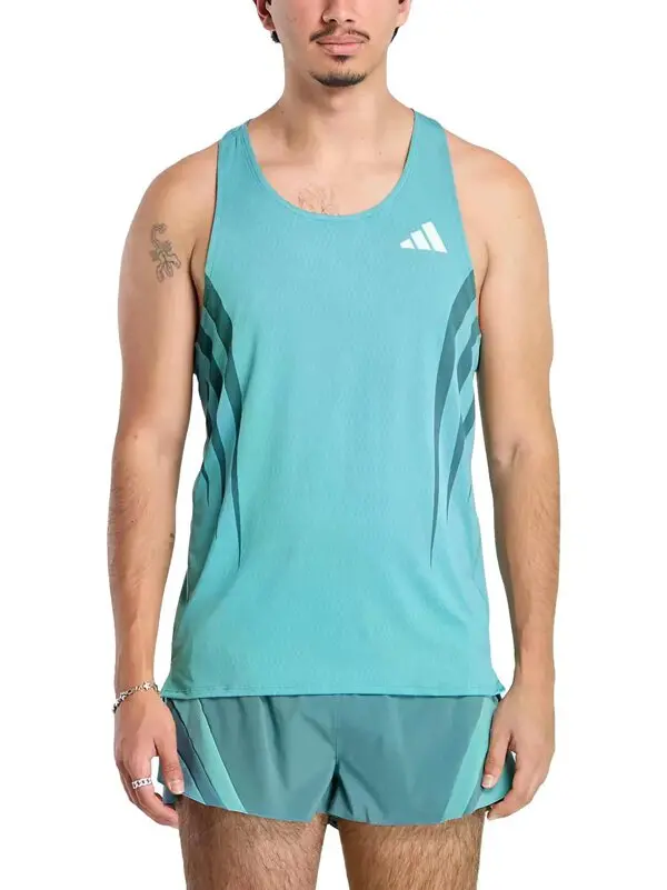 Adidas Adizero Archive Logo Tank Top - Blue