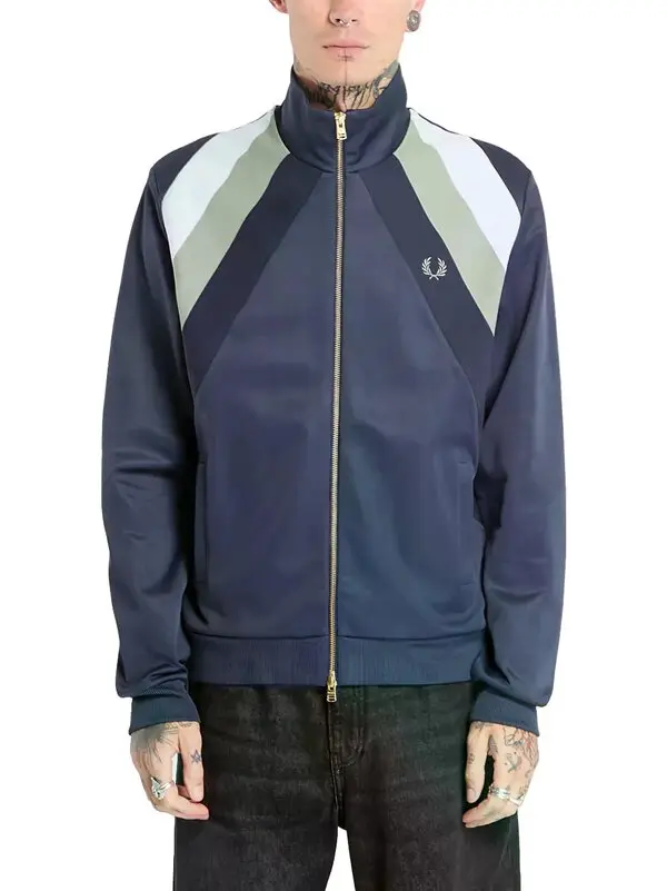 Fred Perry Striped Zipped Sweatshirt - Blue