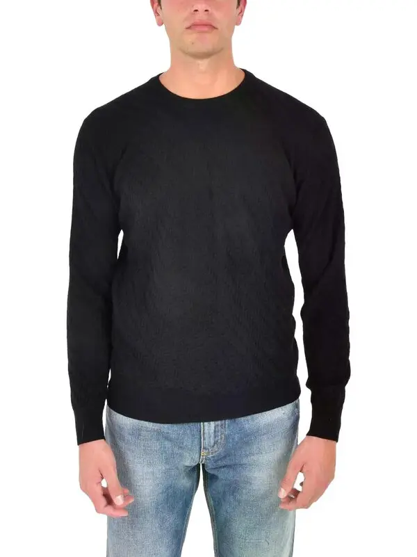 LOW BRAND Crew-neck Wool Sweater - Black