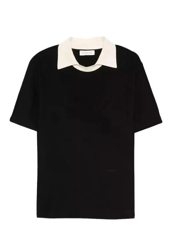 LANVIN Roun-neck Collared T-shirt - Black