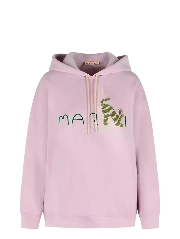 Marni Drawstring Logo Hoodie - Pink