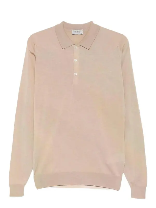 John Smedley Belper Long Sleeve Polo Shirt - Neutrals