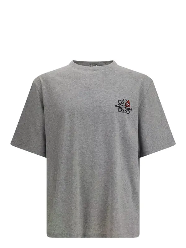 Loewe Logo-embroidered Loose-fit T-shirt - Grey