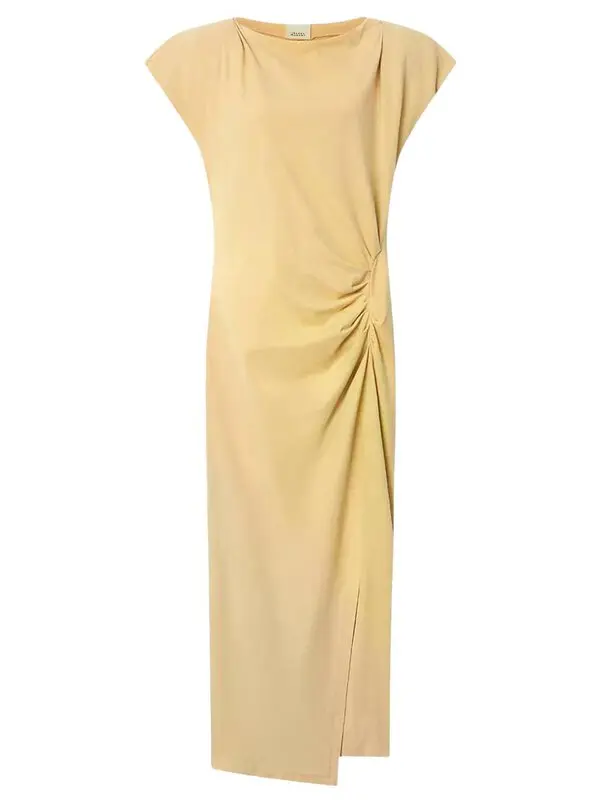 Isabel Marant Nadela Ruched Slit Maxi Dress - Yellow