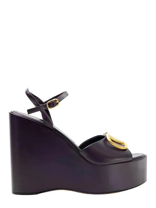 Valentino Garavani Logo-plaque Wedge Sandals - Purple