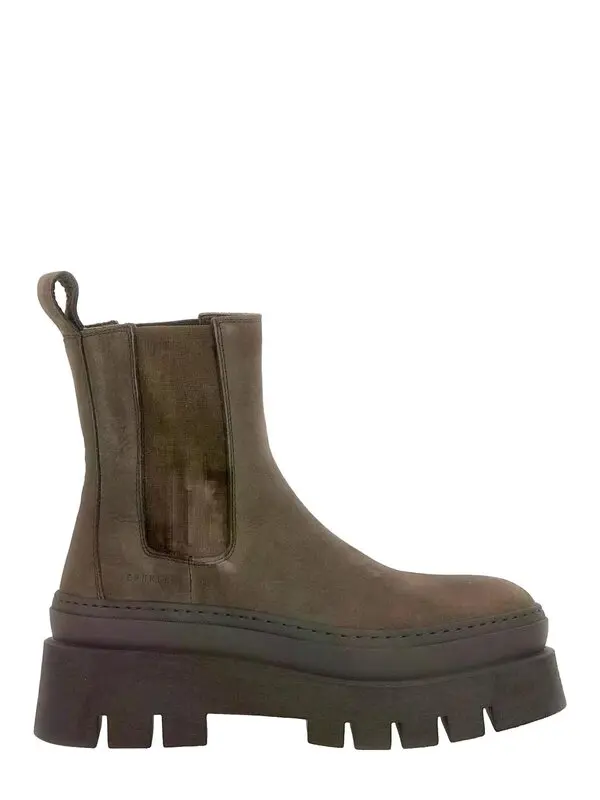 COPENHAGEN  Elasticated Platform Ankle Boots - Brown