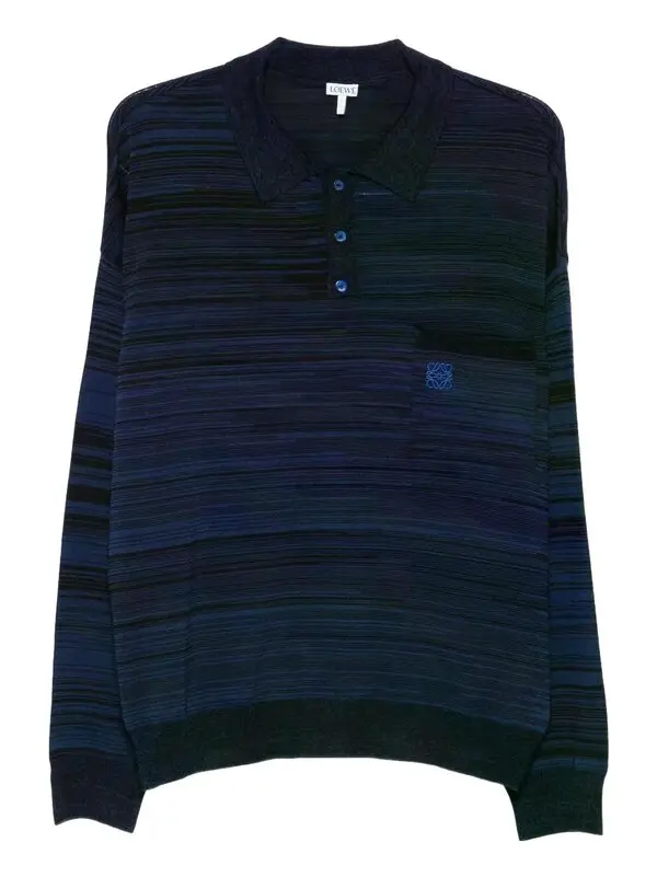 Loewe Striped Logo Polo Sweater - Blue