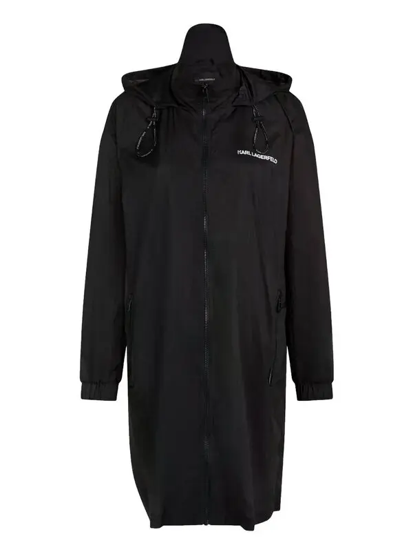 Karl Lagerfeld Hooded Packable Raincoat - Black