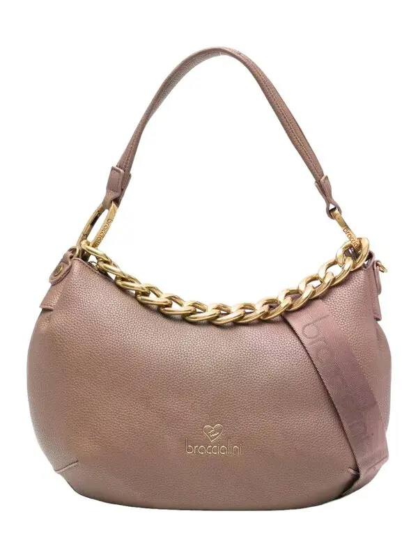 BRACCIALINI Chain Leather Shoulder Bag - Brown