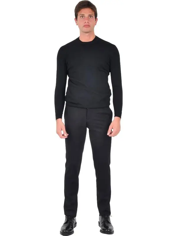FRANZESE COLLECTION Plain Knit Wool Cashmere Sweater - Black