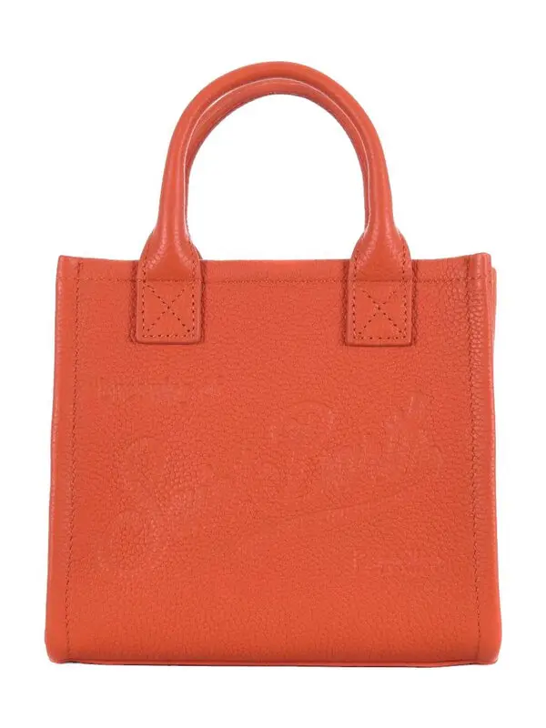 MC2 SAINT BARTH Hammered Leather Shopping Bag - Orange