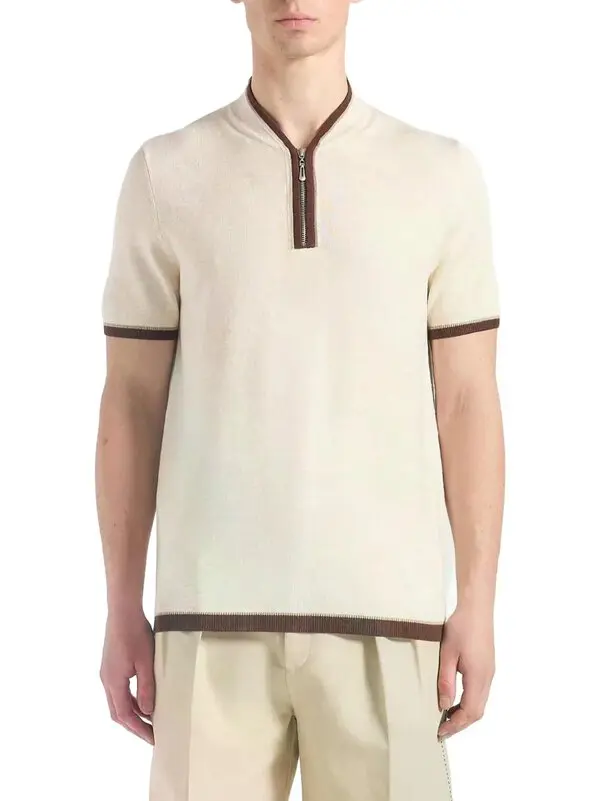 Manière De Voir Clement Half-zip Polo Shirt - Neutrals