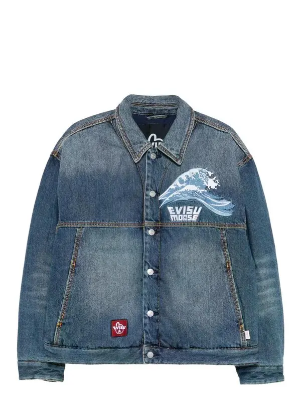 Moose Knuckles X Evisu Graphic Print Denim Jacket - Blue
