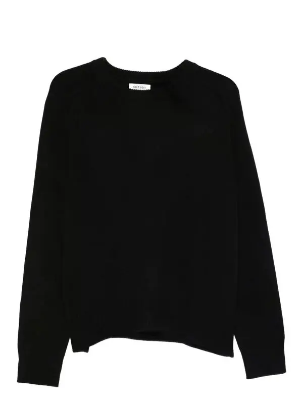 Soft Goat Boyfriend Crew-neck Knitwear - Black