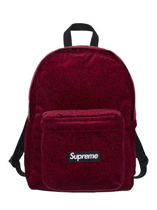 Supreme Velvet Leopard Print Backpack - Red Leopard