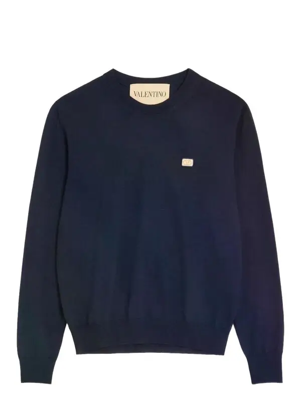Valentino Garavani Vlogo Patch Wool Sweater - Blue