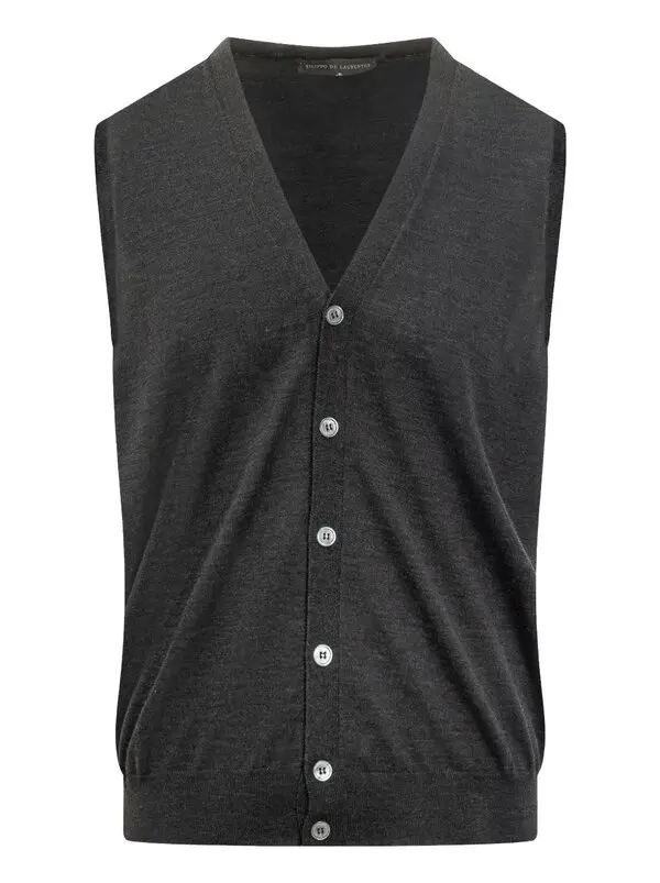 FILIPPO DE LAURENTIIS Buttoned Wool Gilet - Grey
