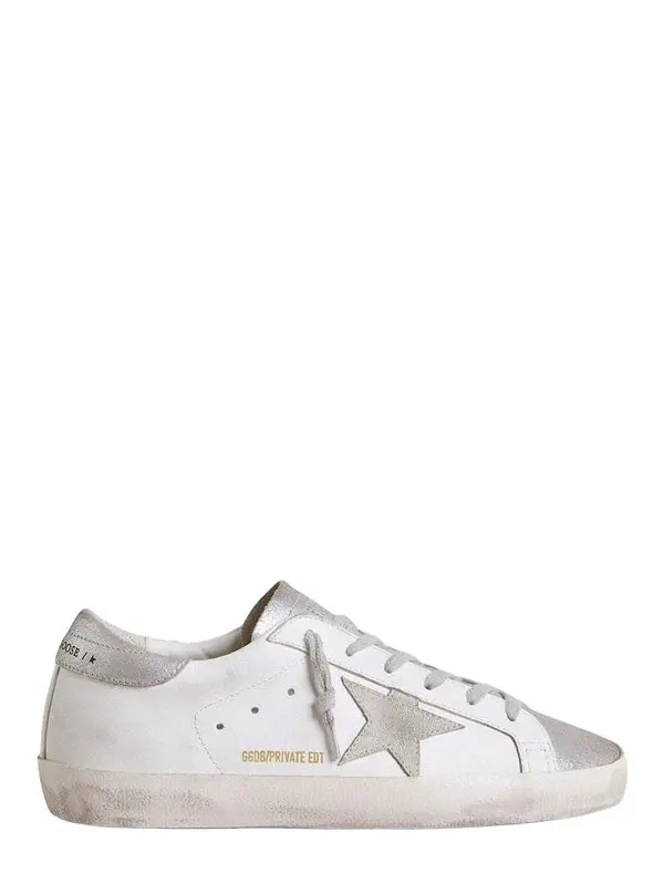 GOLDEN GOOSE Super-star Glitter Sneakers - White/ivory/silver