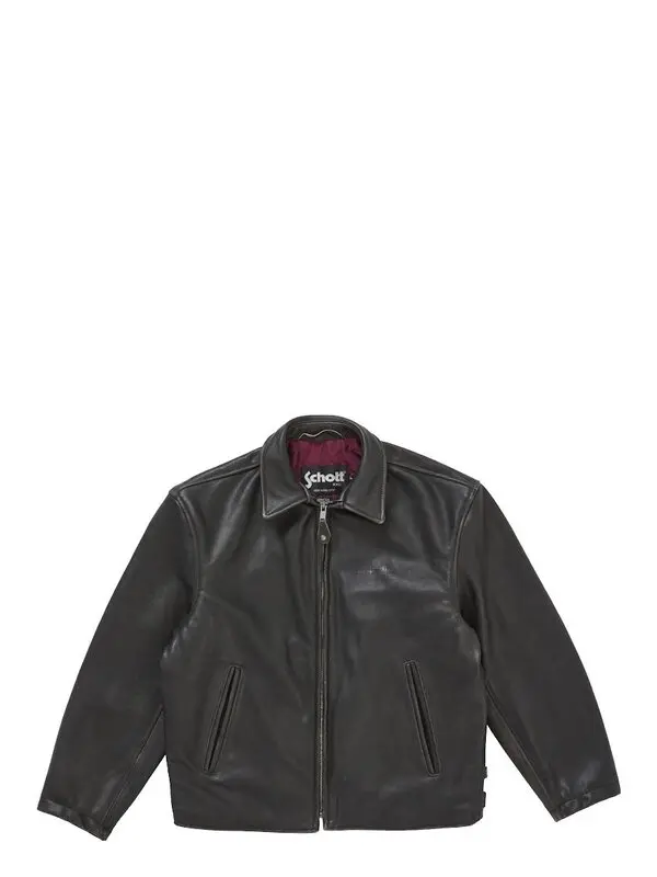 Supreme Schott Leather Racer Jacket - Black