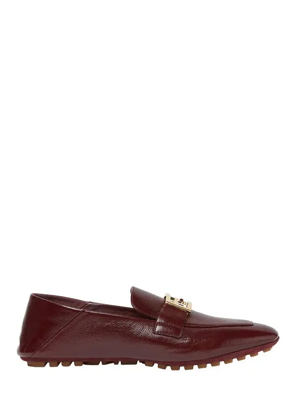Fendi Ff Baguette Burgundy Nappa Leather Loafers - Red
