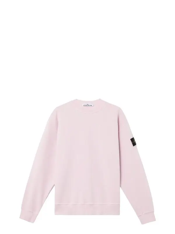 Stone Island Heavy Fleece Organic Cotton Crewneck Sweatshirt - Pink