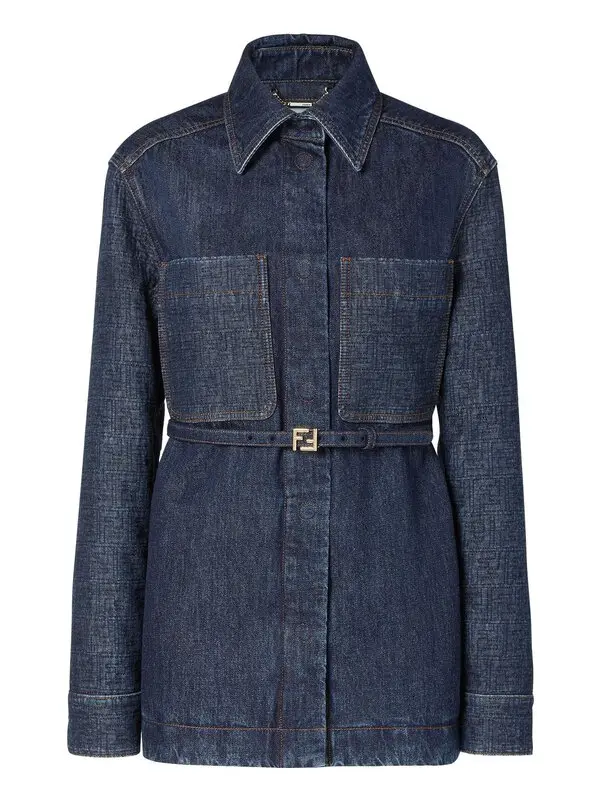 Fendi Single-breasted Denim Jacket - Blue