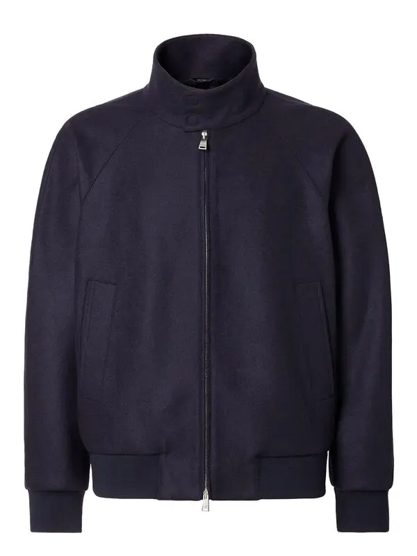 Fendi Cashmere Blouson With Embossed Ff Patch - Blue