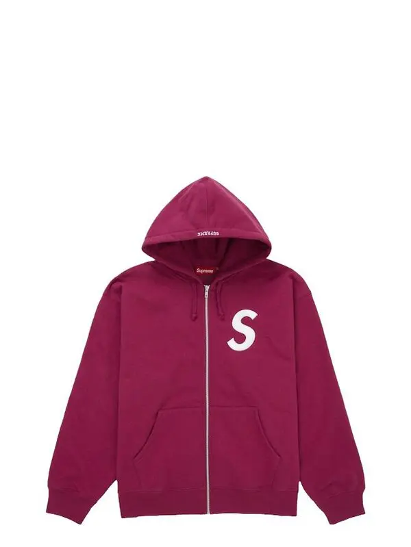 Supreme S Logo Zip Up Hooded Sweatshirt - Red