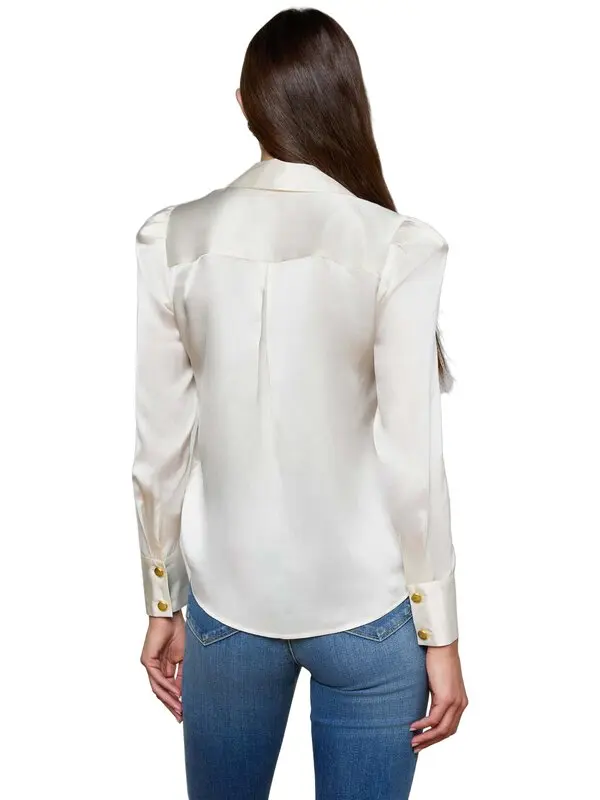 L'Agence Silk Blouse Top - Ivory