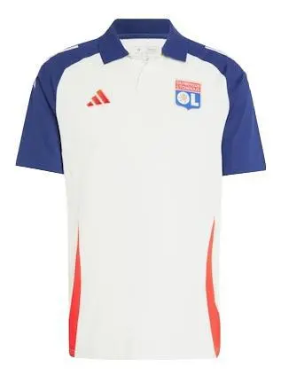 Adidas Olympique Lyonnais Tiro 24 Polo Shirt - White Tint Midnight Indigo Bright Red