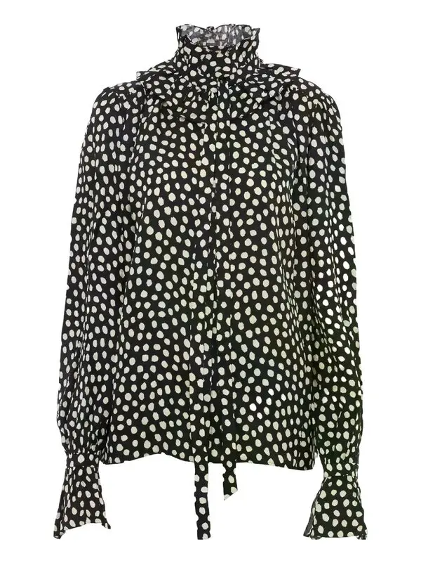 Chloé Ruffled Polka-dot Blouse - Black