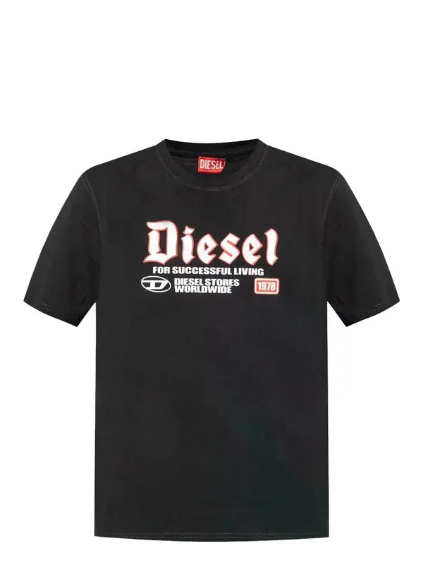 DIESEL® Logo-print Cotton T-shirt - Black