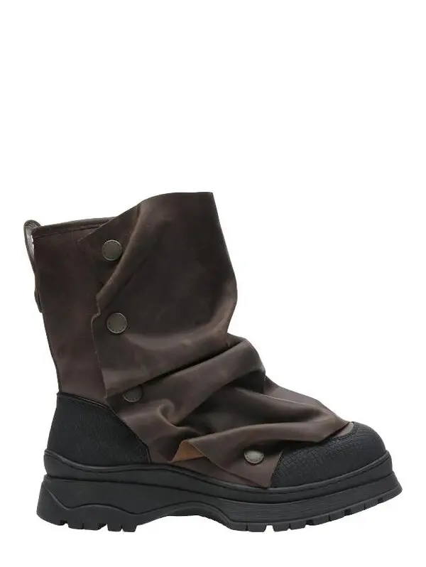 H&m Leather Gaiter Boots - Dark Brown
