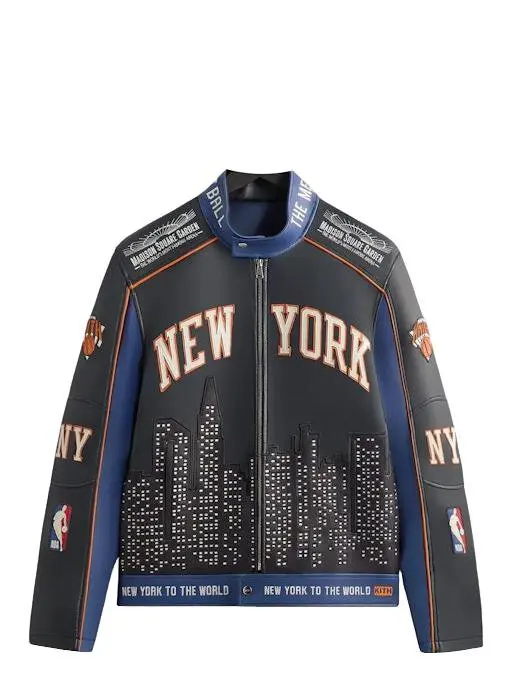 Kith X New York Knicks Leather Moto Jacket - Nocturnal