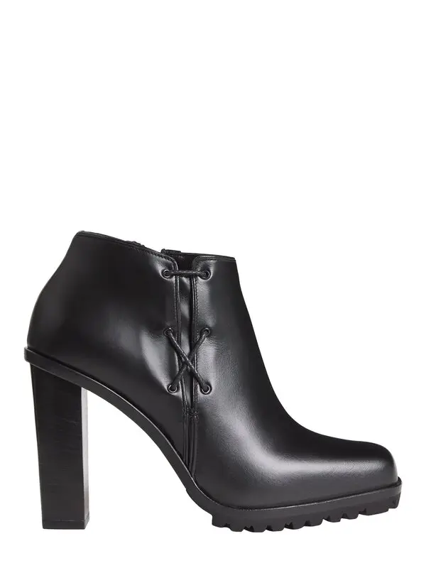 Max Mara Leather Lace-up Ankle Boots - Black