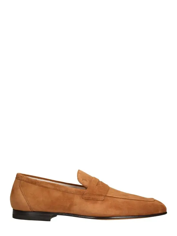 TOD'S Suede Moccasino Penny Loafers - Beige