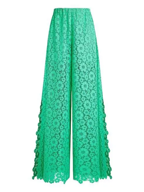 Vilebrequin Floral Lace Guipure Palazzo Pants - Green
