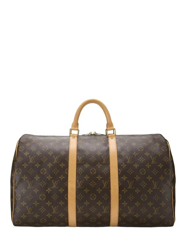 LOUIS VUITTON Monogram Keepall 50 Duffle Bag - Brown