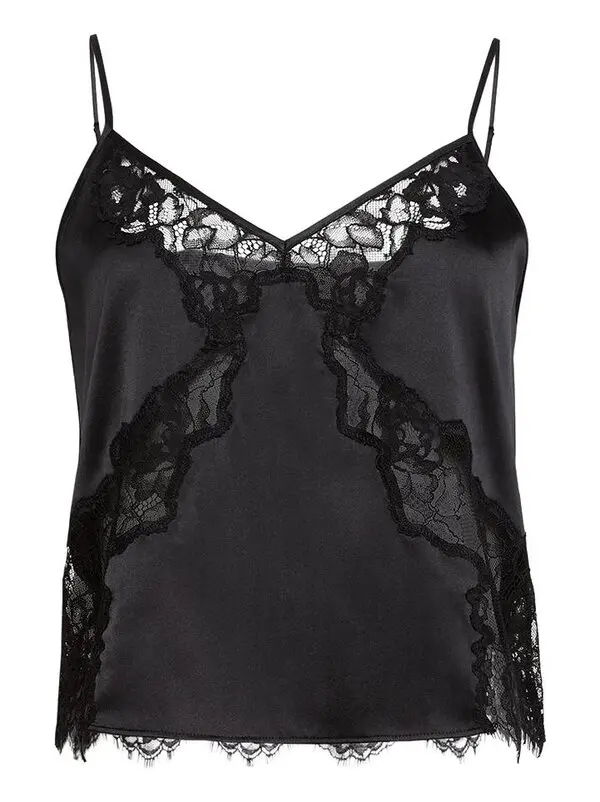 Fleur Du Mal Juliet Lace Silk Cami - Black