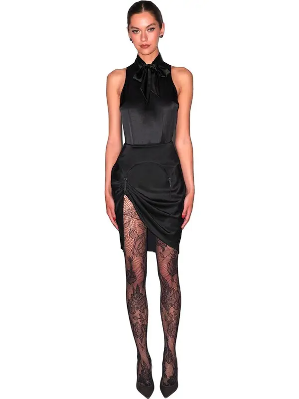 Fleur Du Mal Silk Blouson Bodysuit - Black