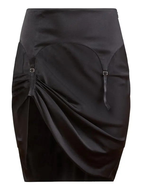 Fleur Du Mal Silk Garter Skirt - Black