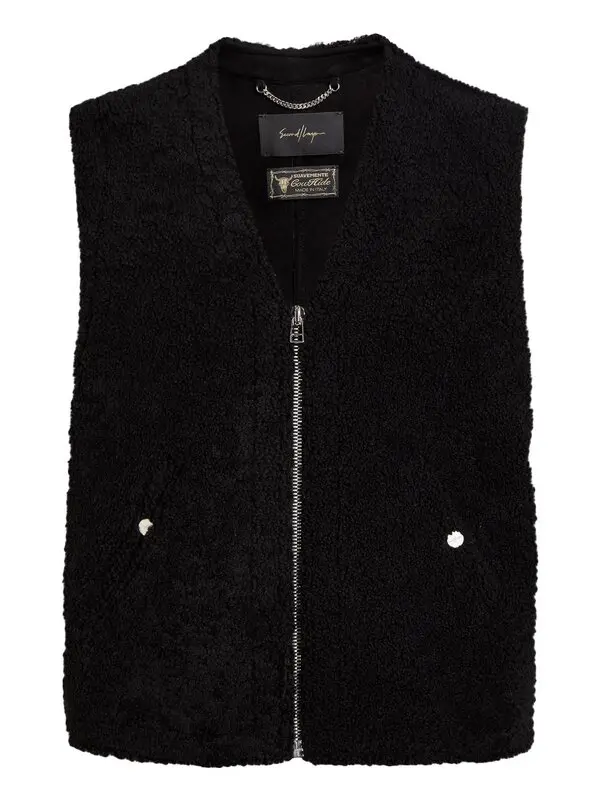 SECOND / LAYER Sherpa Shearling Vest - Black