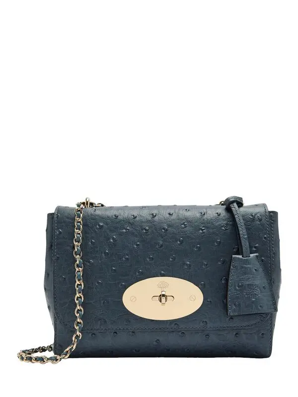 Mulberry Lily Ostrich Leather Shoulder Bag - Blue