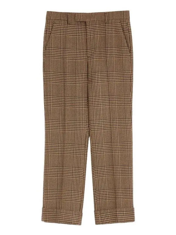 Valentino Garavani Glen Plaid Wool Trousers - Camel/black