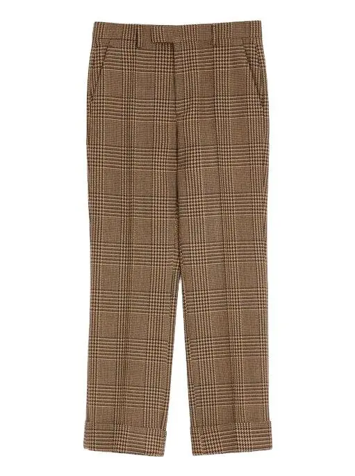Valentino Garavani Glen Plaid Wool Trousers - Camel/black