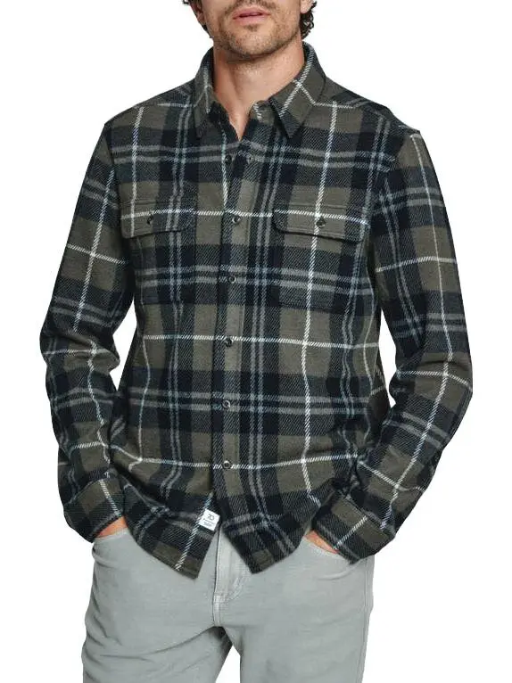 7 Diamonds Generation Plaid Double Knit Button-up Shirt - Olive