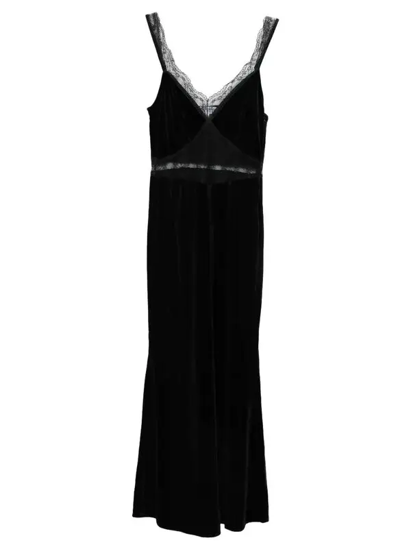 NEVER FULLY DRESSED Lace-panel Midi Dress - Black