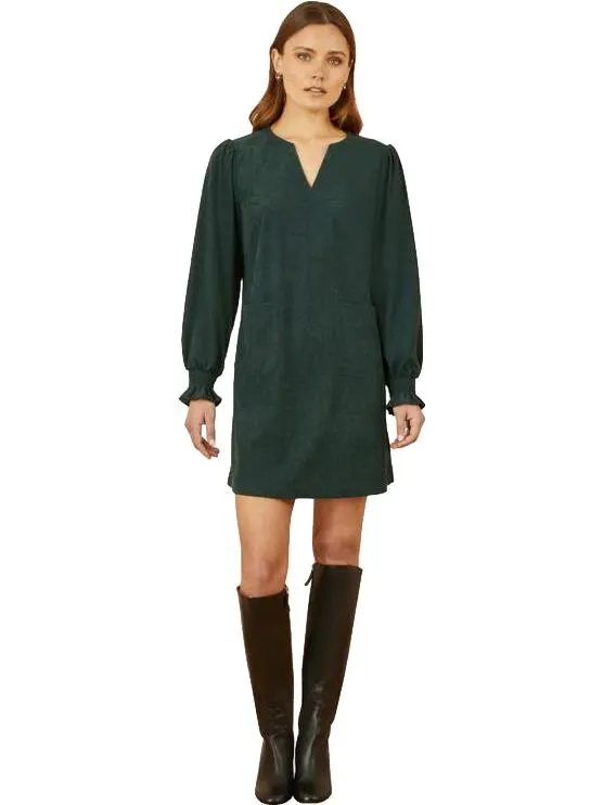 YUMI Cord Ruched Sleeve Tunic - Green